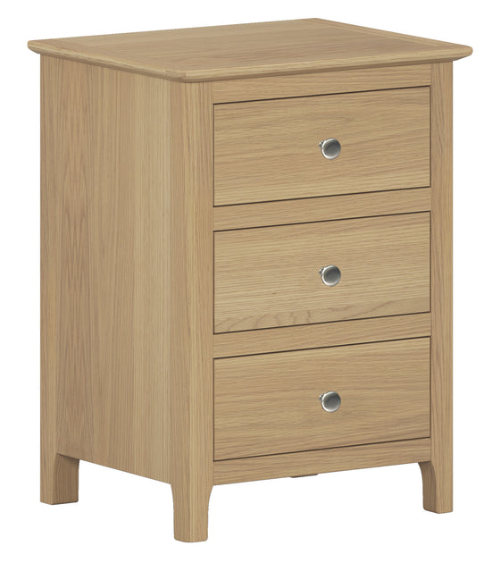 Appleton Oak 3 Drawer Large Bedside – A World of Furniture