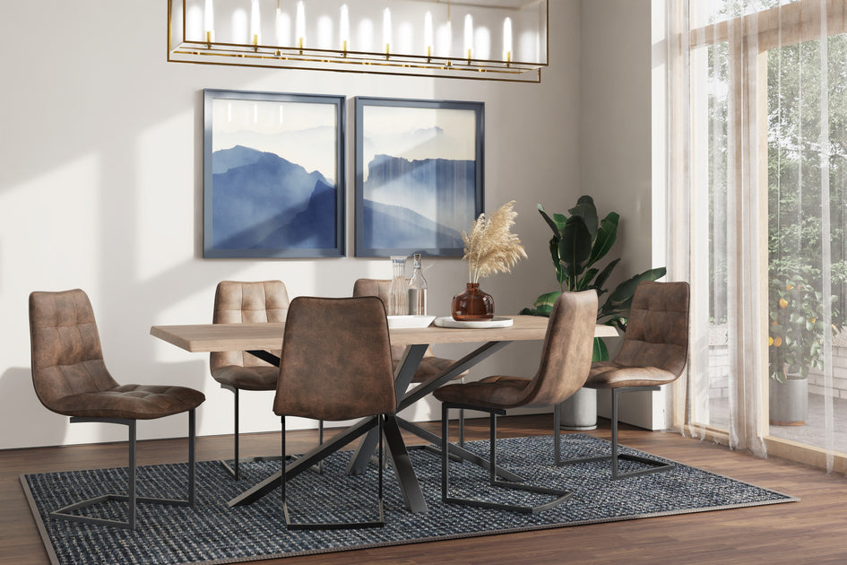 Modena Natural Oiled Oak Living Edge Spider Leg Dining Table – A World ...