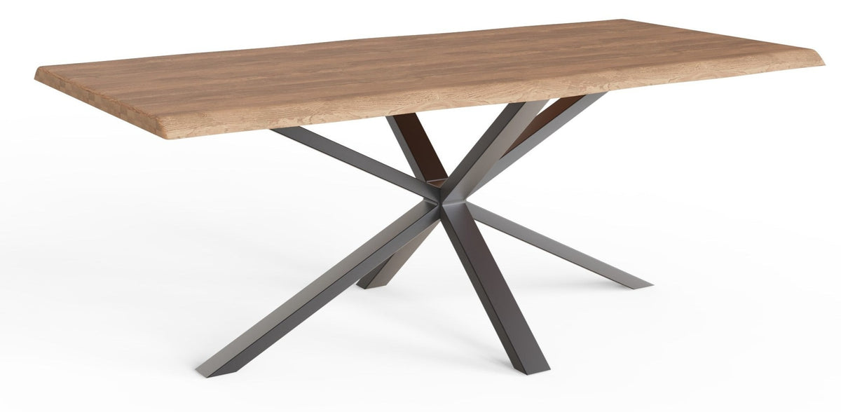 Modena Natural Oiled Oak Living Edge Spider Leg Dining Table – A World ...