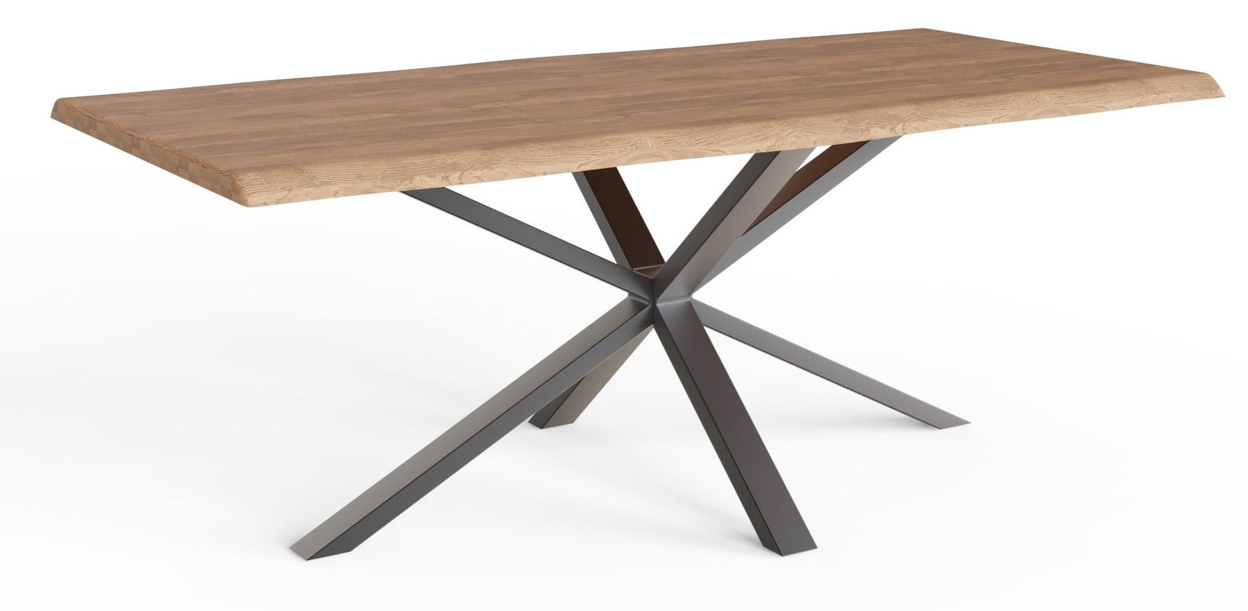 Modena Natural Oiled Oak Living Edge Spider Leg Dining Table – A World ...