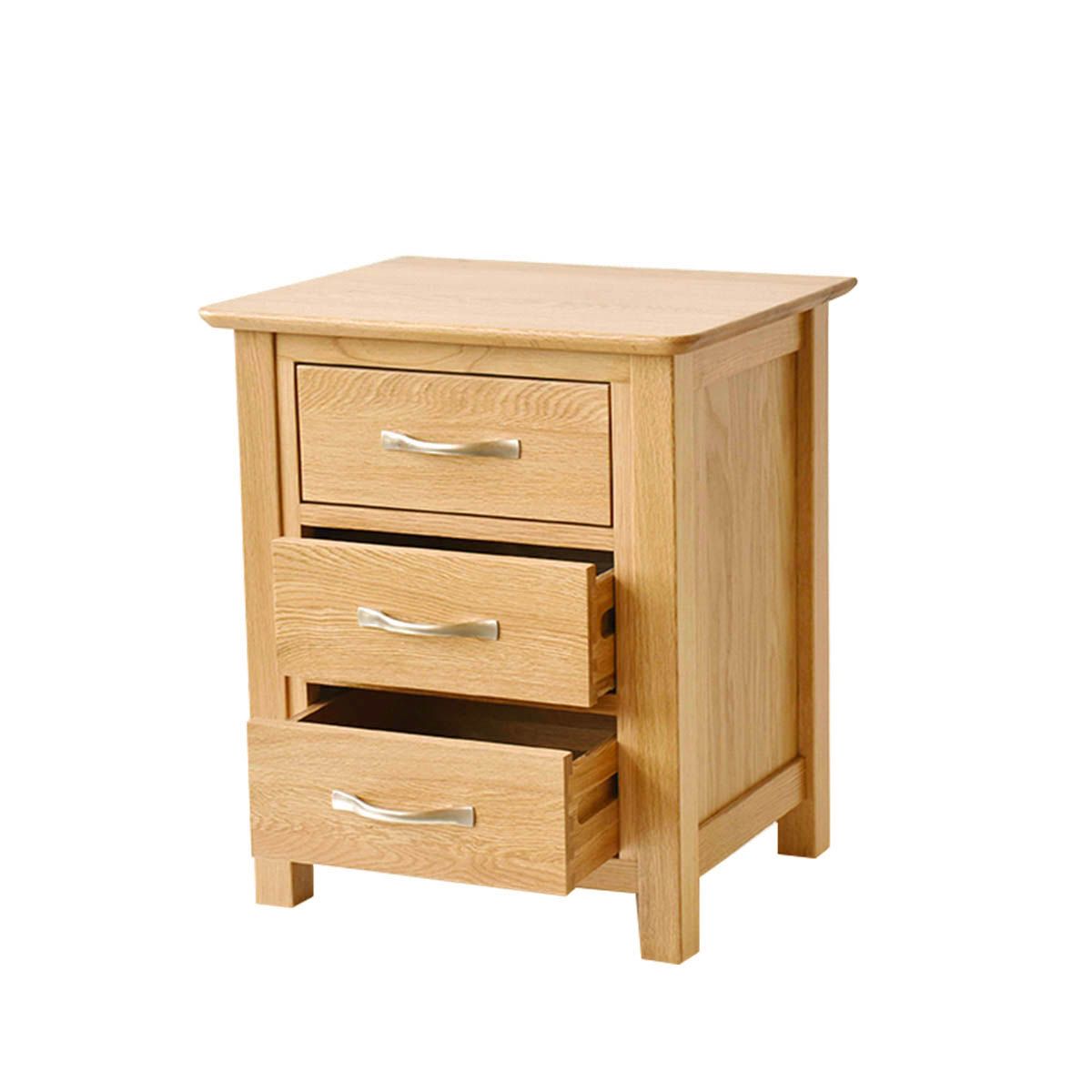 Newland Oak 3 Drawer Bedside Table – A World of Furniture