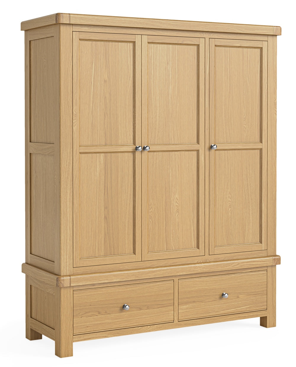 Chatsworth Oak Triple Wardrobe with Drawers – A World of Furniture