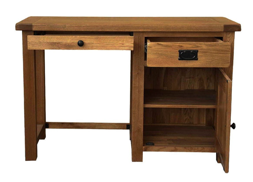 Deluxe Rustic Oak Single Pedestal Computer Desk – A World of Furniture