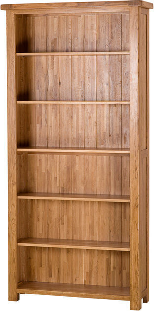 Deluxe Rustic Oak Tall Wide Bookcase – A World of Furniture